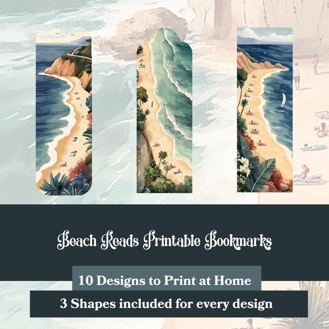 Watercolor Beach Bookmark Set, Summer Ocean Theme (digital Download) - Etsy