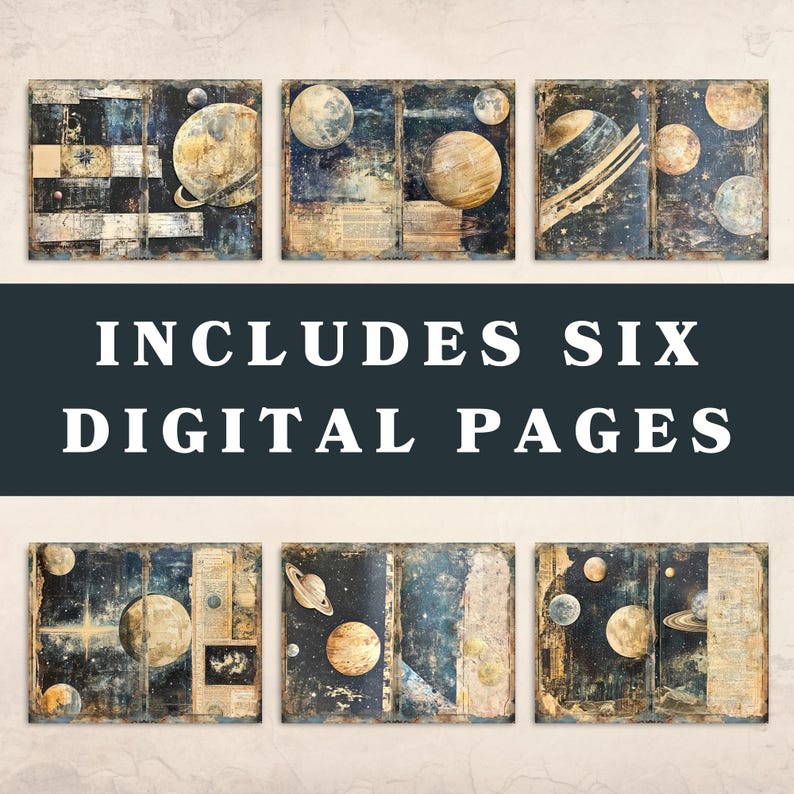 Celestial Bodies in Color | Space Themed Junk Journal Pages | 6 ...