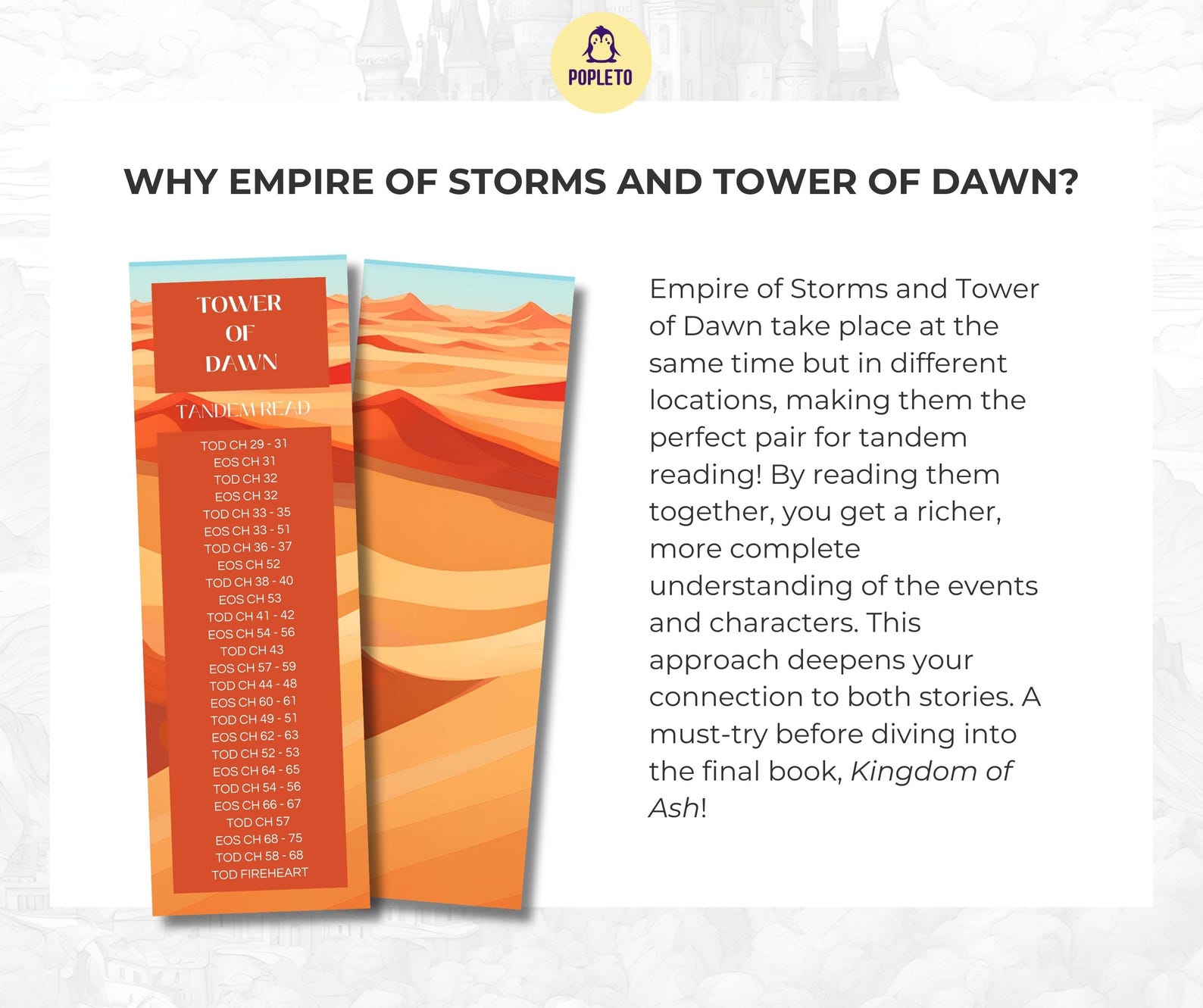 Throne of Glass Tandem Read Bookmark Tower of Dawn and Empire of Storms ...