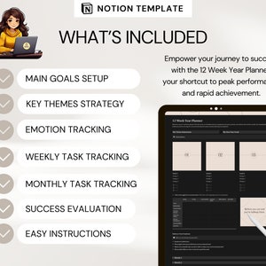 12 Week Year Planner Notion Template Notion Life Planner 90 Day 12 Week ...