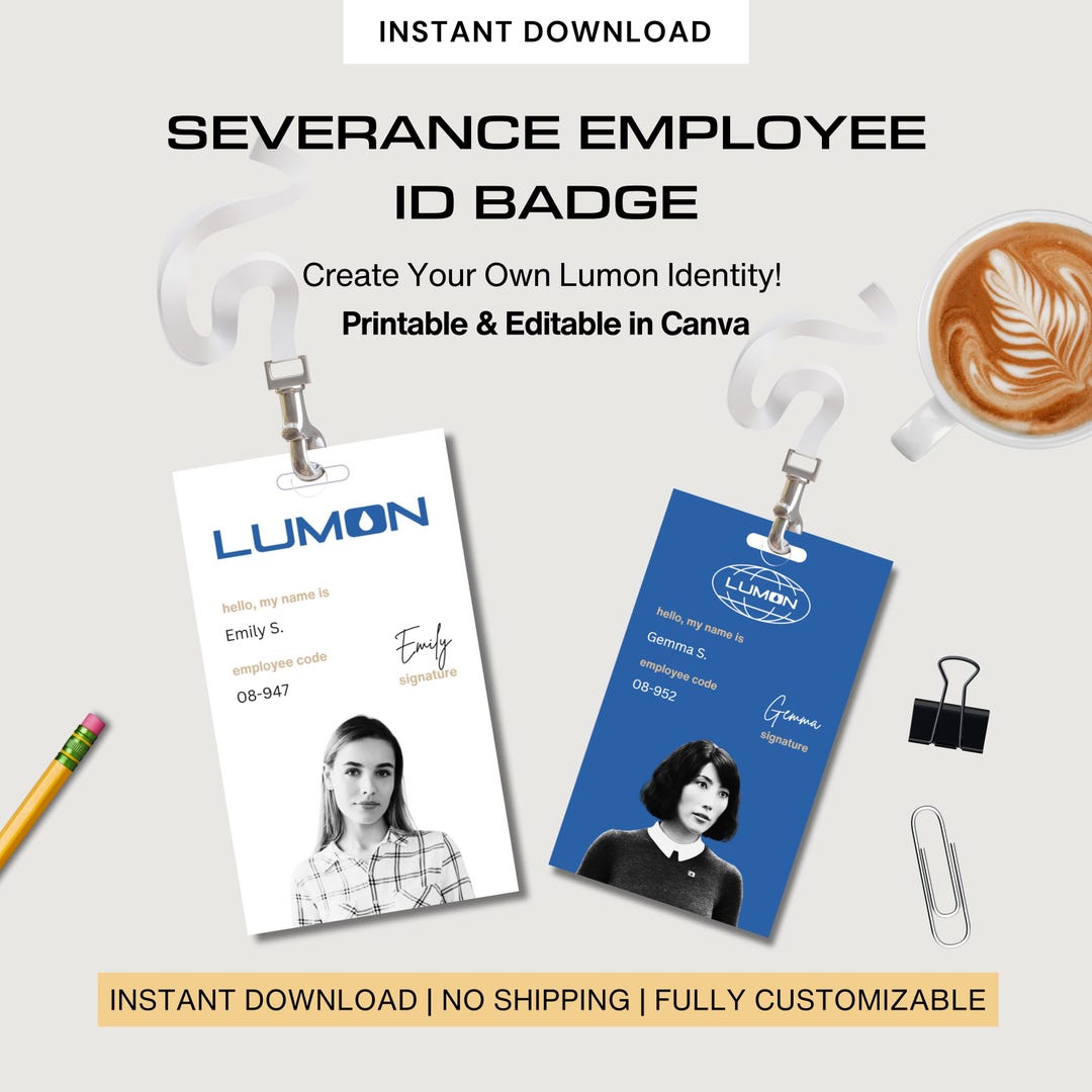 Severance Employee ID Badge | Lumon Industries Printable Name Tag ...