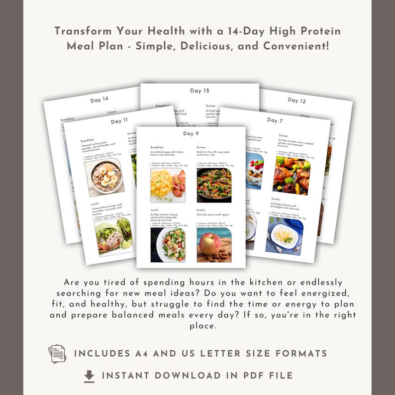 14-day High Protein Meal Plan: Recipes & Food List (PDF Download) - Etsy