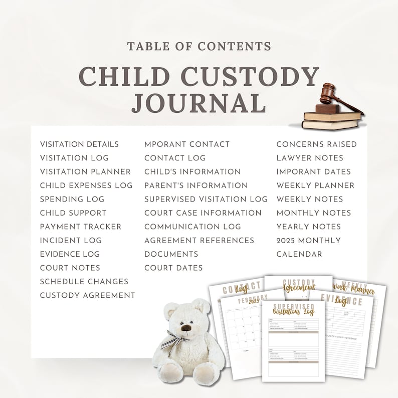 2025 Child Custody Journal: Co-parenting Planner, 70 Pages (PDF ...