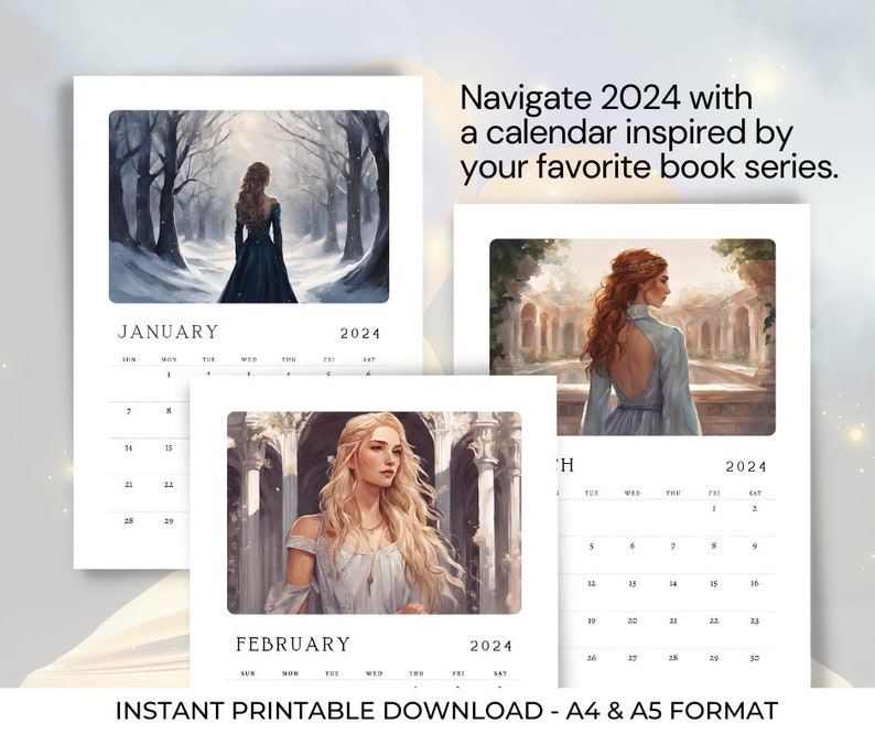 Printable Prythian 2024 Calendar A4 Acotar Inspired Printable Digital ...