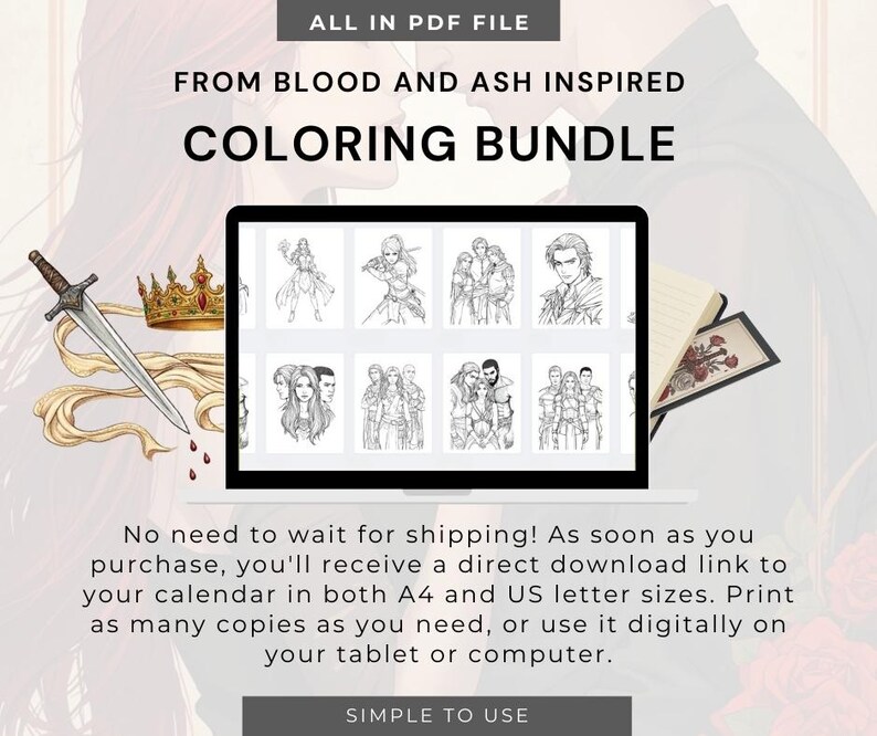 From Blood and Ash Coloring Pages | FBAA Merch Printable | Fantasy ...