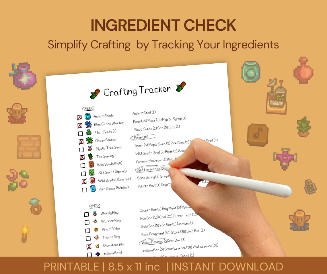 Stardew Valley Crafting Tracker Printable PDF Keep Your Crafting ...
