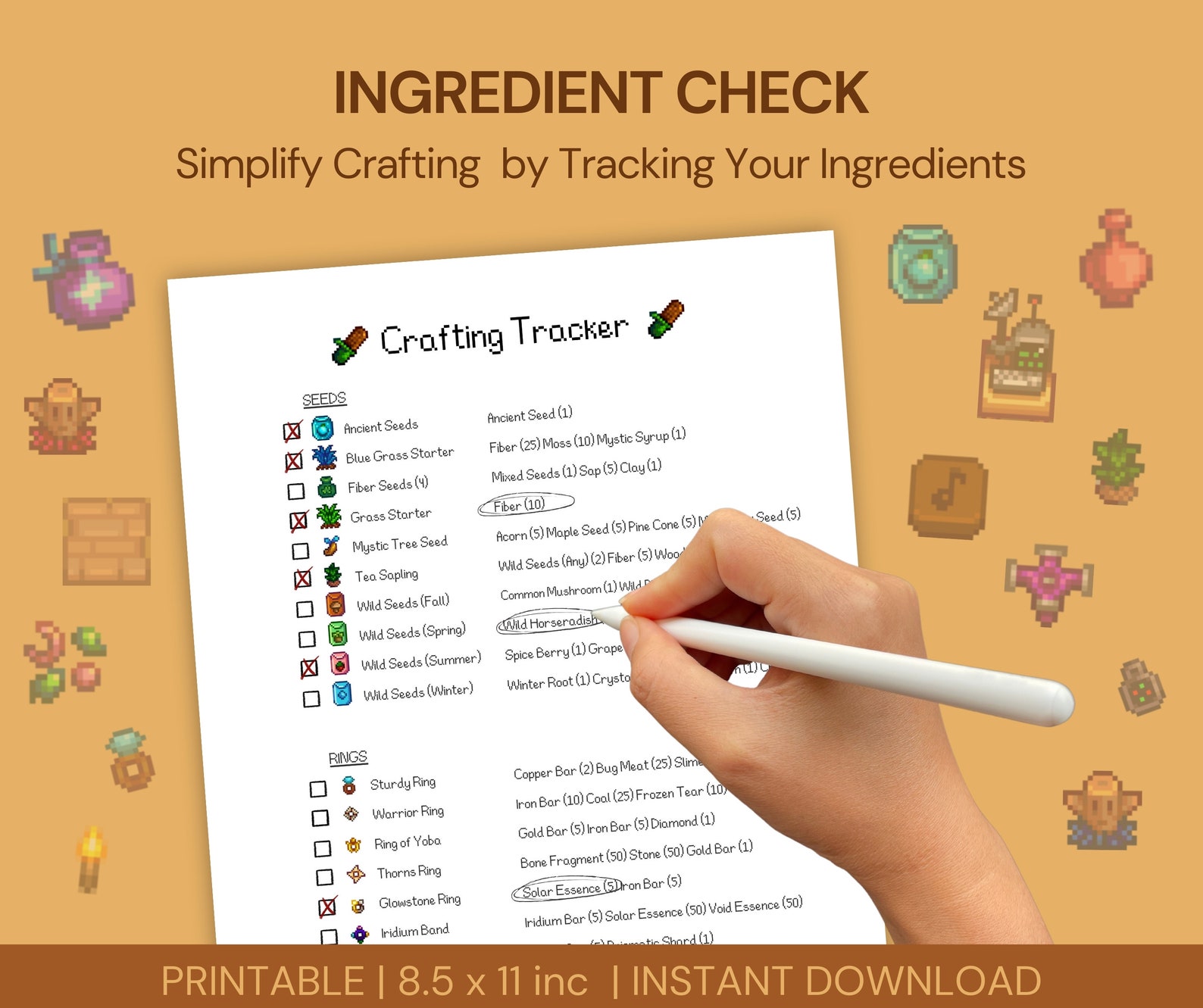 Stardew Valley Crafting Tracker Printable PDF - Keep Your Crafting ...