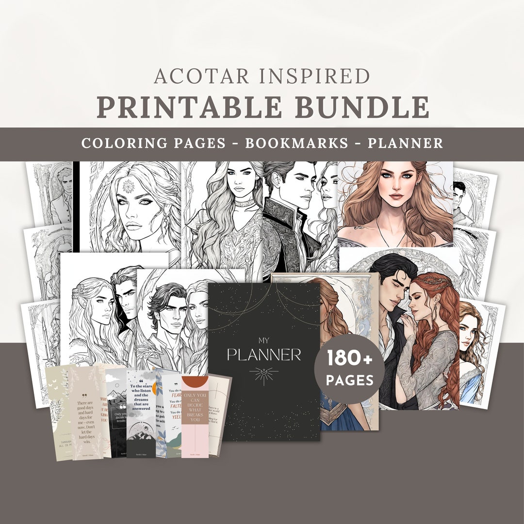 ACOTAR Inspired Printable Bundle: Coloring Pages, Bookmarks, Planner - Etsy