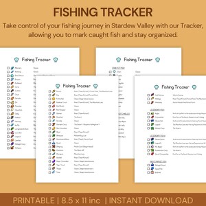 Stardew Valley Fishing Tracker Printable: Fish Checklist (PDF Download ...