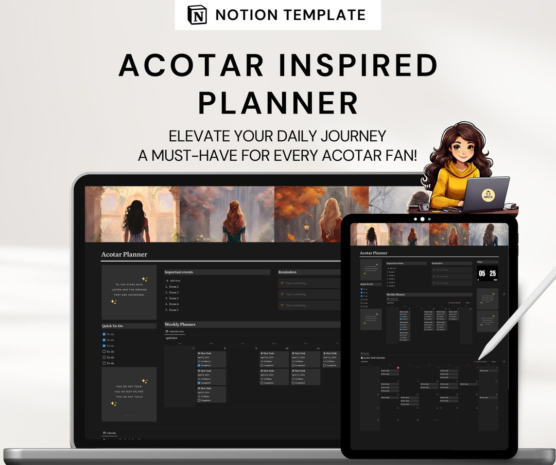 ACOTAR Inspired Notion Planner Acotar Calendar Weekly Plans Acotar ...