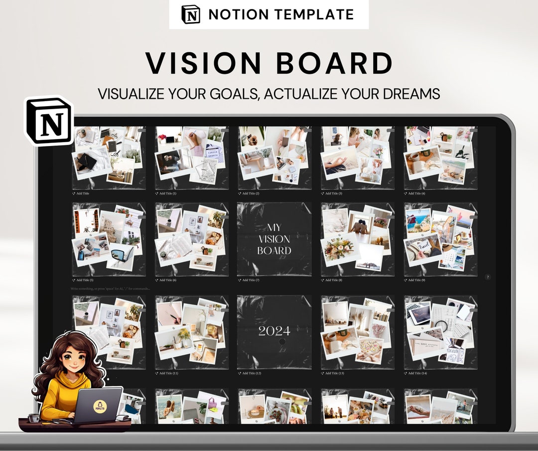 Vision Board Notion Template Dark Mode Personal Goal Setting Organizer ...
