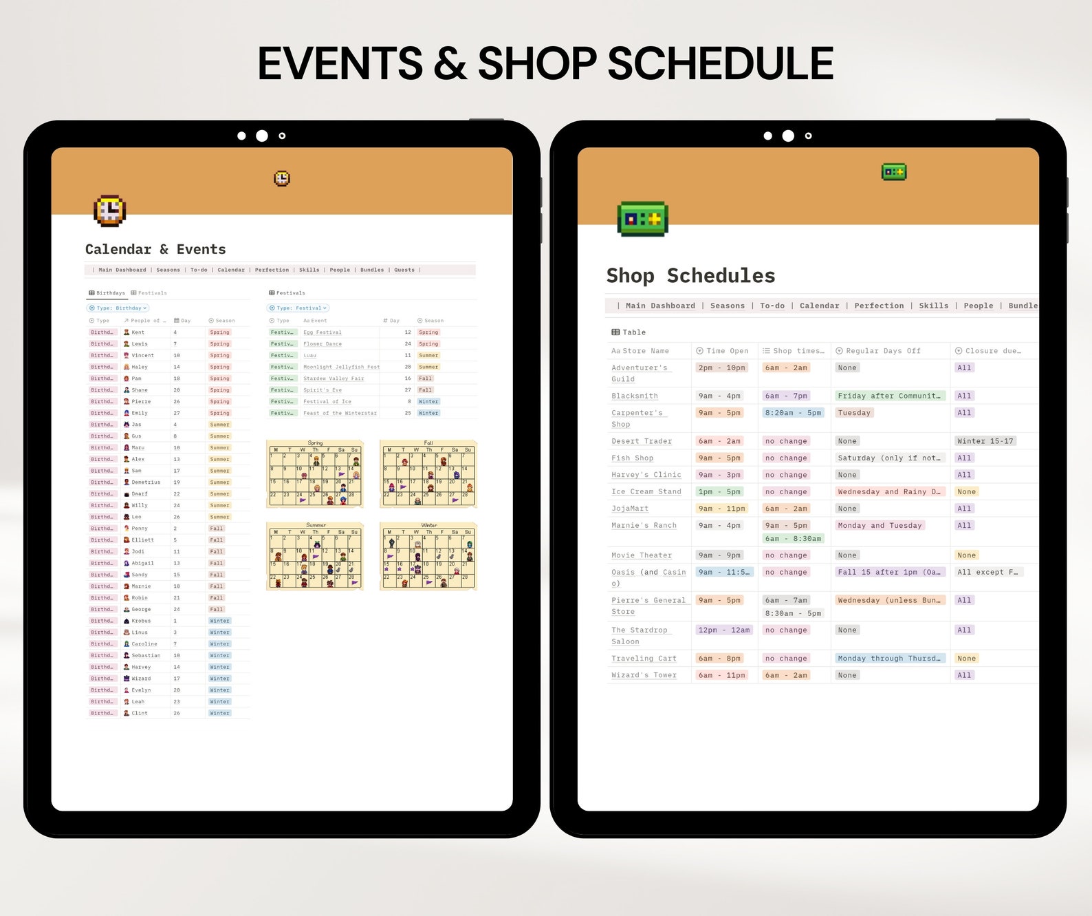 Custom Stardew Valley Notion Planner Bundle With 12 Databases - Etsy