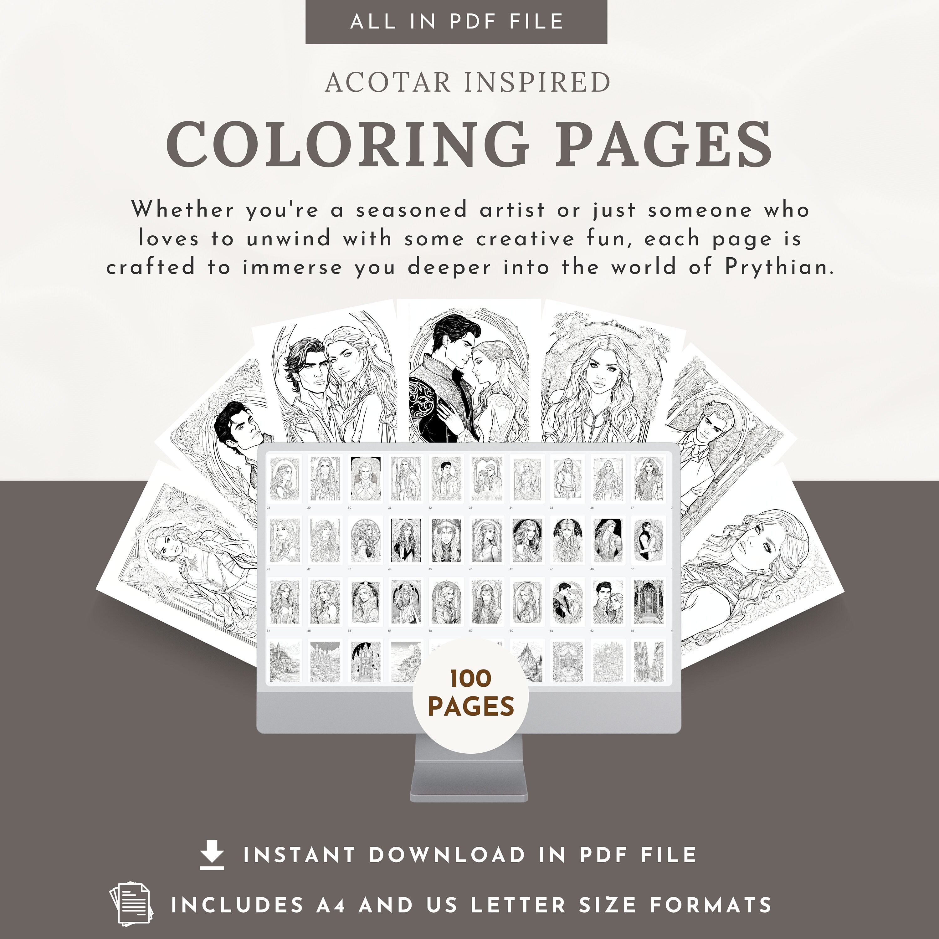 ACOTAR Inspired Printable Bundle: Coloring Pages, Bookmarks, Planner - Etsy