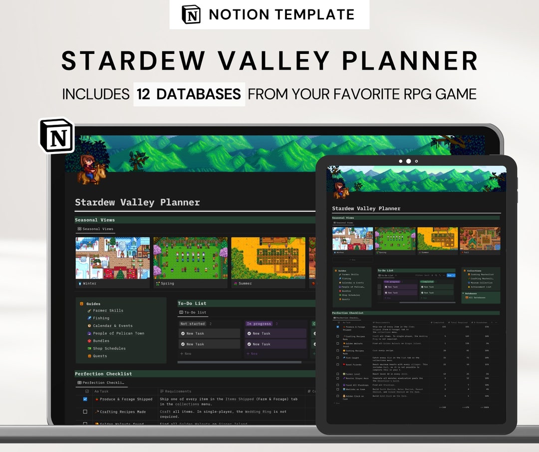 Ultimate Stardew Valley Planner: Notion Template With 12 Databases ...