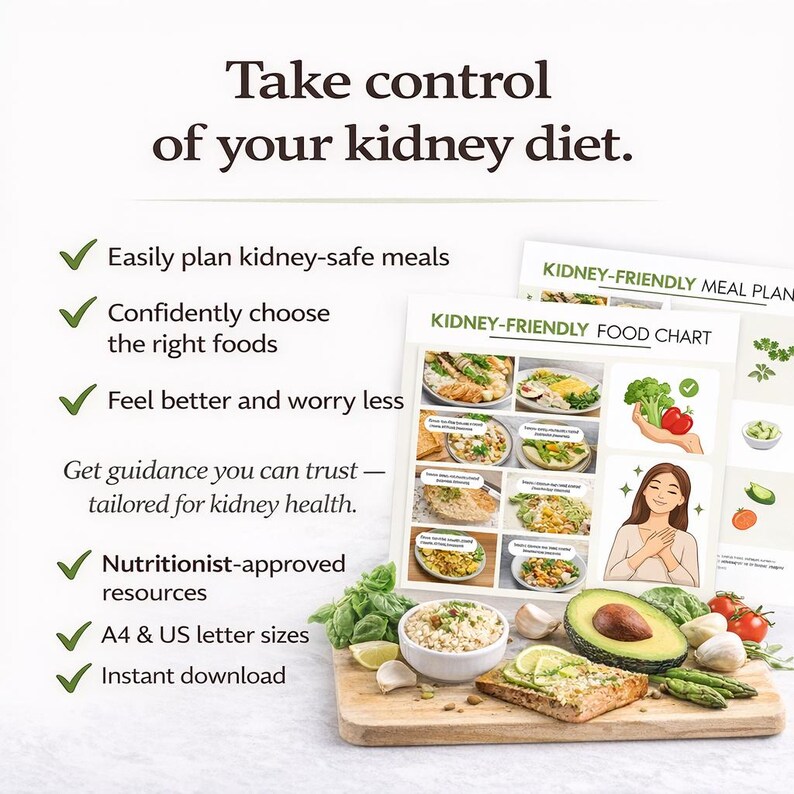 Renal Diet Food Chart | Kidney Disease, Low Sodium (PDF) - Etsy