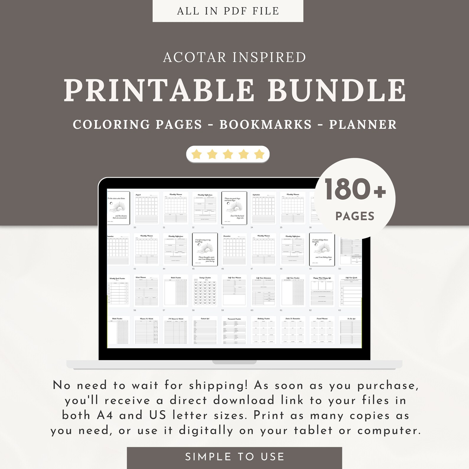 ACOTAR Inspired Printable Bundle: Coloring Pages, Bookmarks, Planner - Etsy