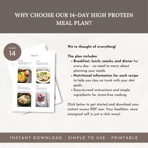 14-day High Protein Meal Plan: Recipes & Food List (PDF Download) - Etsy