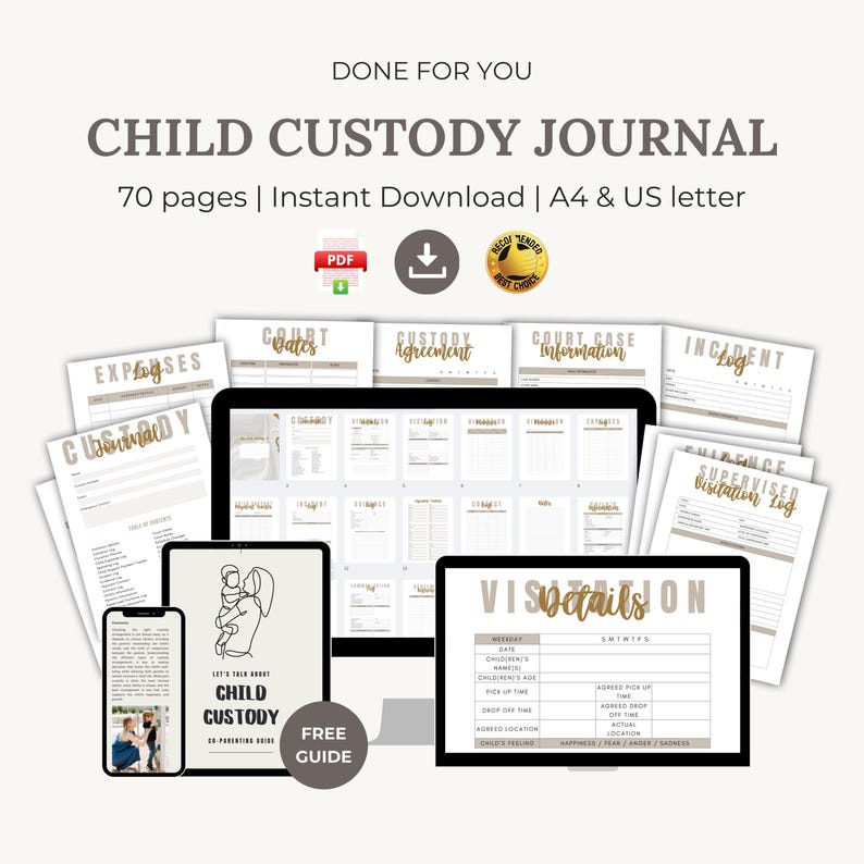 2025 Child Custody Journal: Co-parenting Planner, 70 Pages (PDF ...