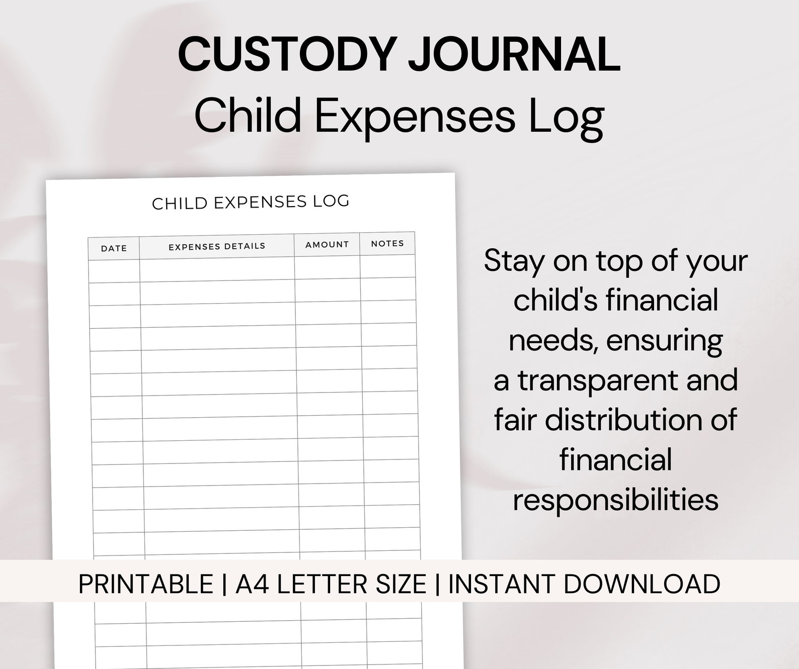 Printable Child Custody Journal: Co-parenting Planner (A4, Digital ...