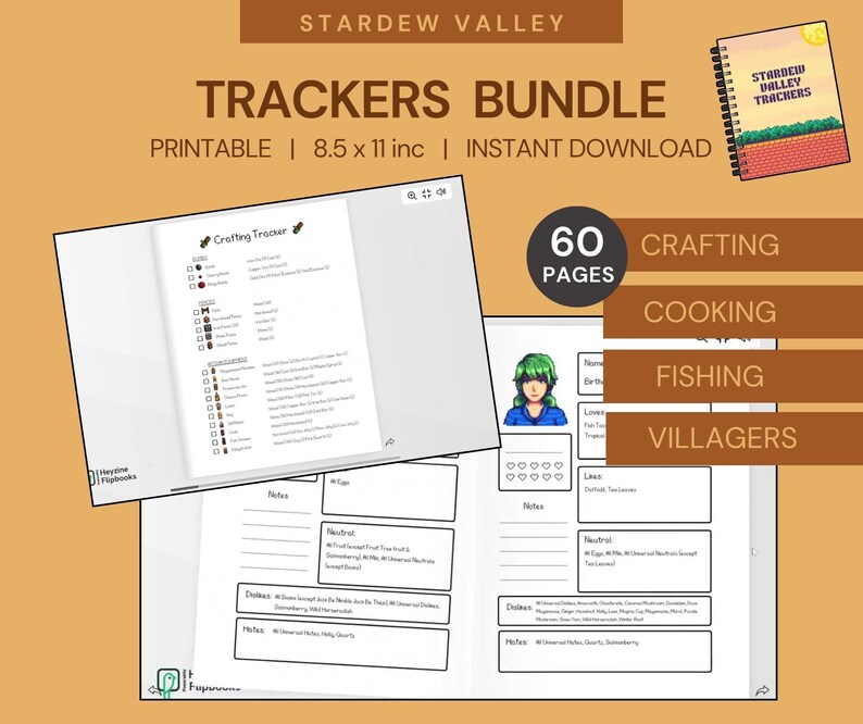 Stardew Valley Tracker Bundle: Crafting, Fishing, Villagers (printable ...