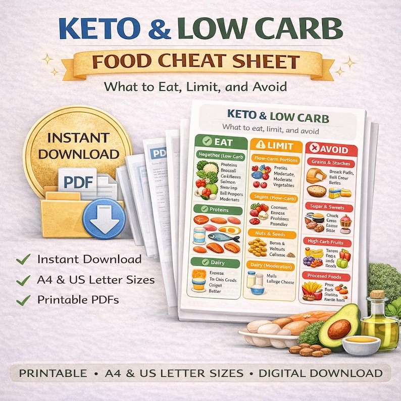 Keto & Low Carb Food Cheat Sheet | Visual Guide (digital Download) - Etsy