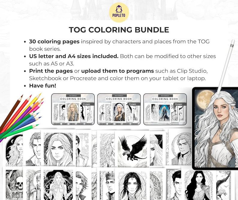 Throne of Glass Coloring Pages: SJM Fan Art (PDF Download) - Etsy