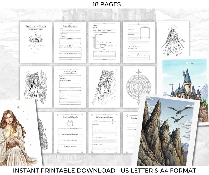 Throne of Glass Reading Journal & Coloring Book | Fantasy Fan Merch (40 ...