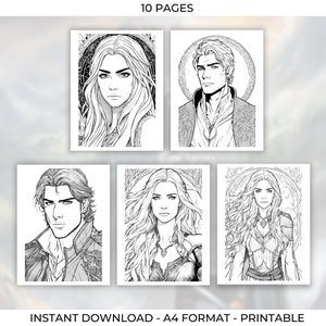 Throne of Glass Coloring Book: Fan Art, Rowan, Aelin, Dorian (PDF) - Etsy