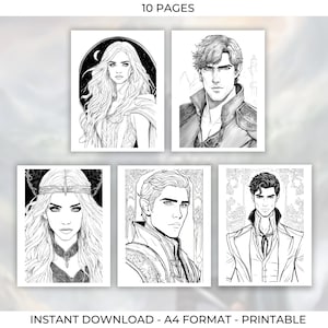 Throne of Glass Coloring Book: Fan Art, Rowan, Aelin, Dorian (PDF) - Etsy