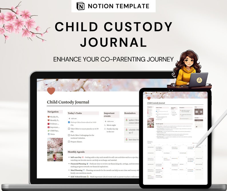 Child Custody Journal Notion Template: Co-parenting Planner (digital ...