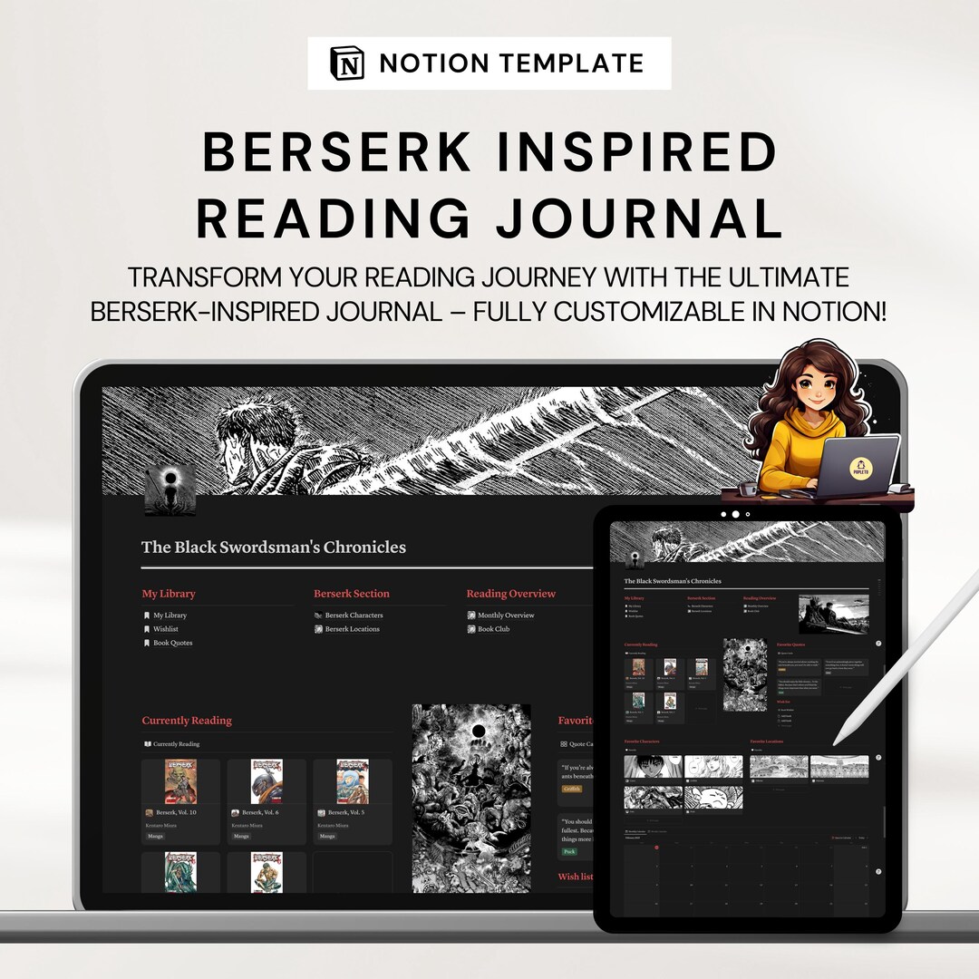 Berserk Reading Journal Berserk Notion Template Manga Tracker Editable ...