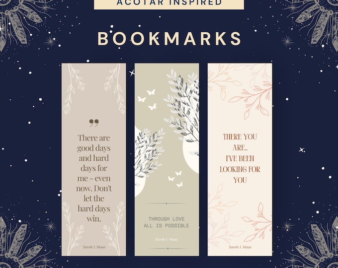 ACOTAR Bookmark Set Digital Download, Printable, Fantasy Bookmarks for ...