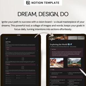 Vision Board Notion Template Dark Mode Personal Goal Setting Organizer ...