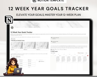 12 Week Year Planner Notion Template Notion Life Planner 90 Day 12 Week ...