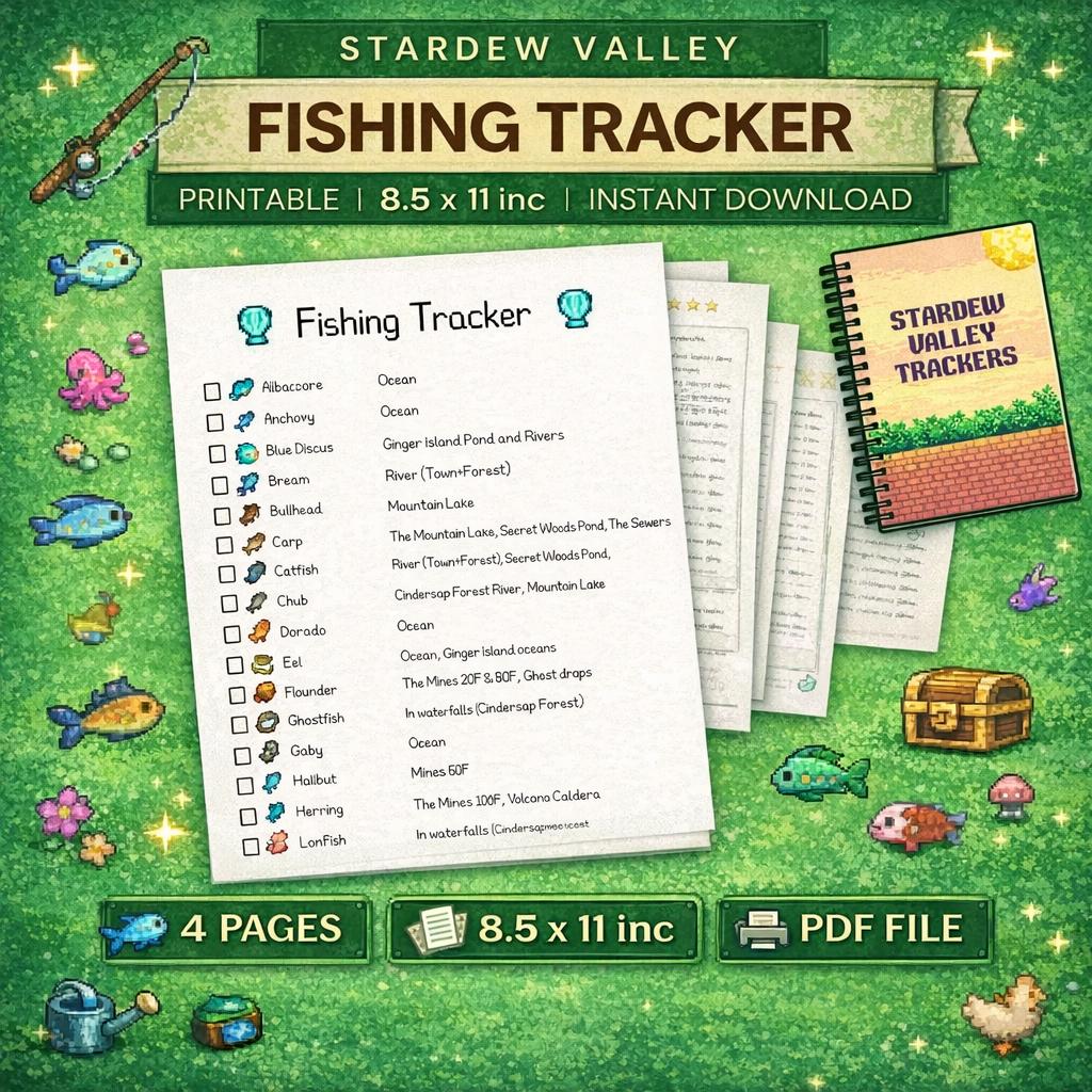 Stardew Valley Progress Tracker | Printable Game Checklist & Planner ...