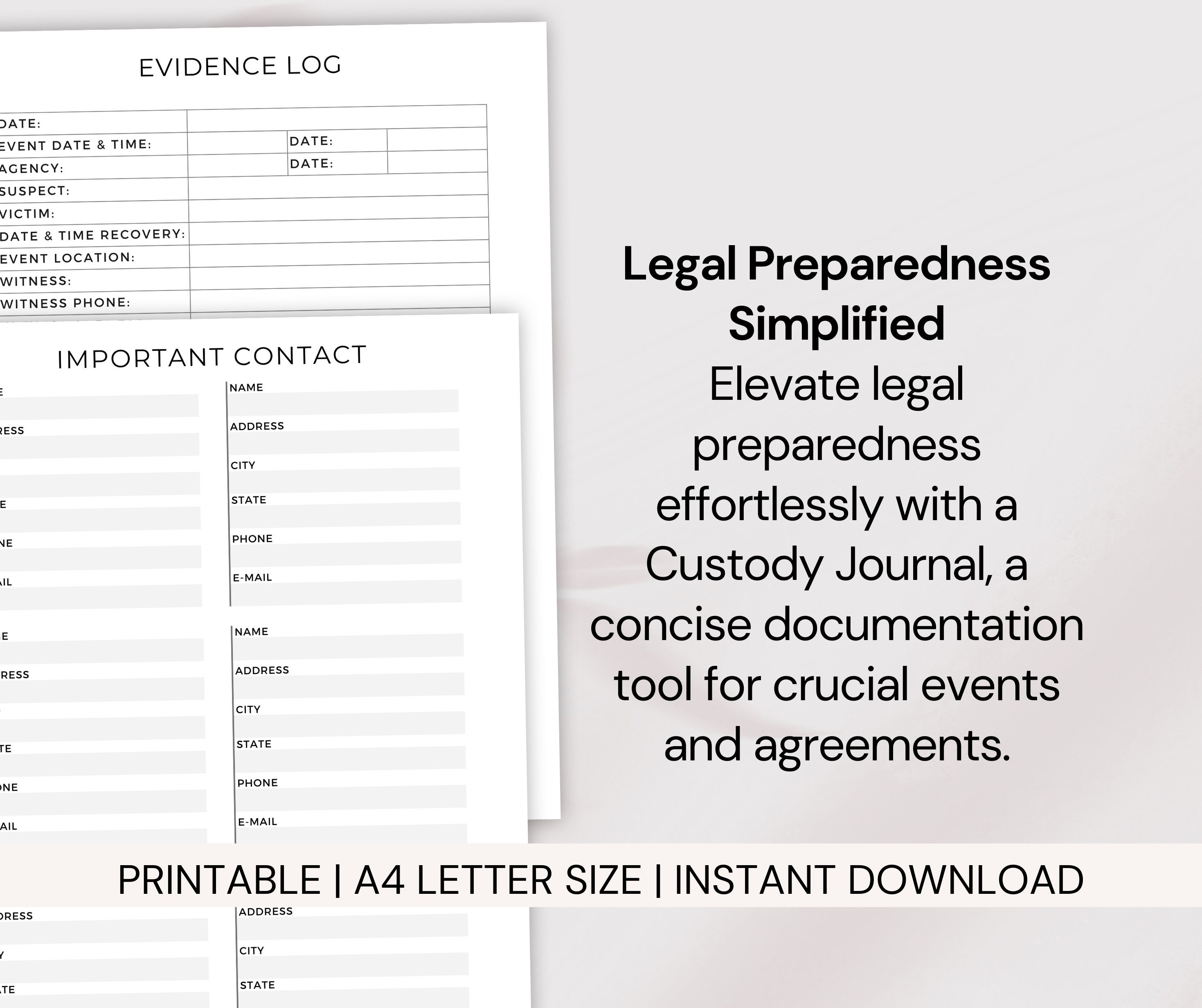 Printable Child Custody Journal: Co-parenting Planner (A4, Digital ...