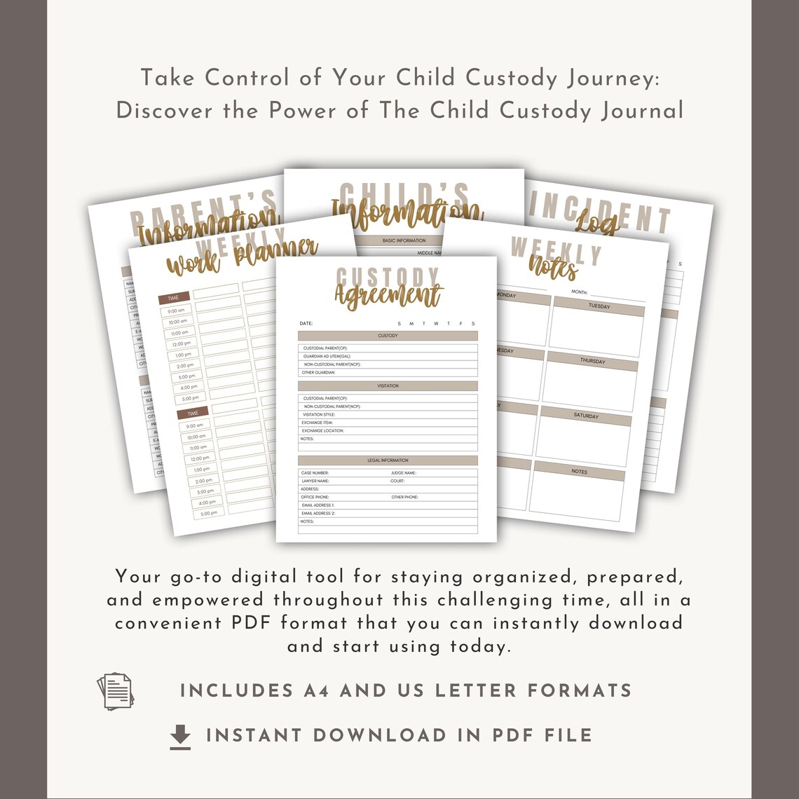 2025 Child Custody Journal: Co-parenting Planner, 70 Pages (PDF ...