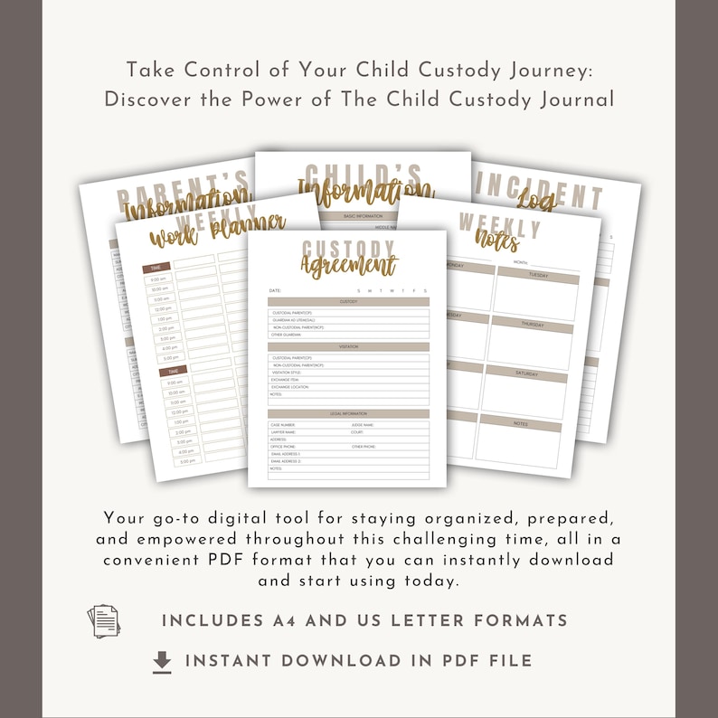 2025 Child Custody Journal: Co-parenting Planner, 70 Pages (PDF ...