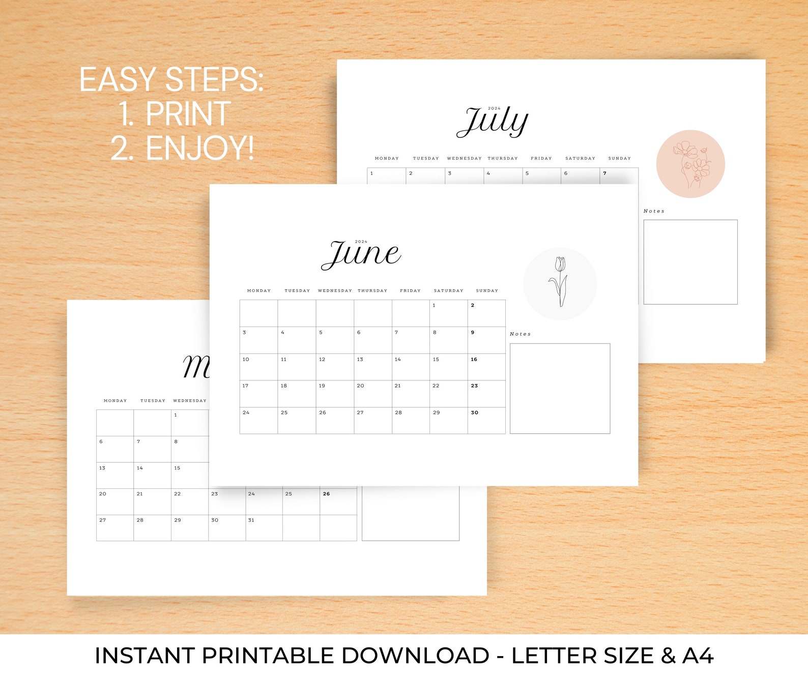 2024 Calendar, Digital Elegant Calendar, Printable PDF: Organize Your ...