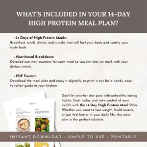 14-day High Protein Meal Plan | Breakfast, Lunch, Snack & Dinner ...