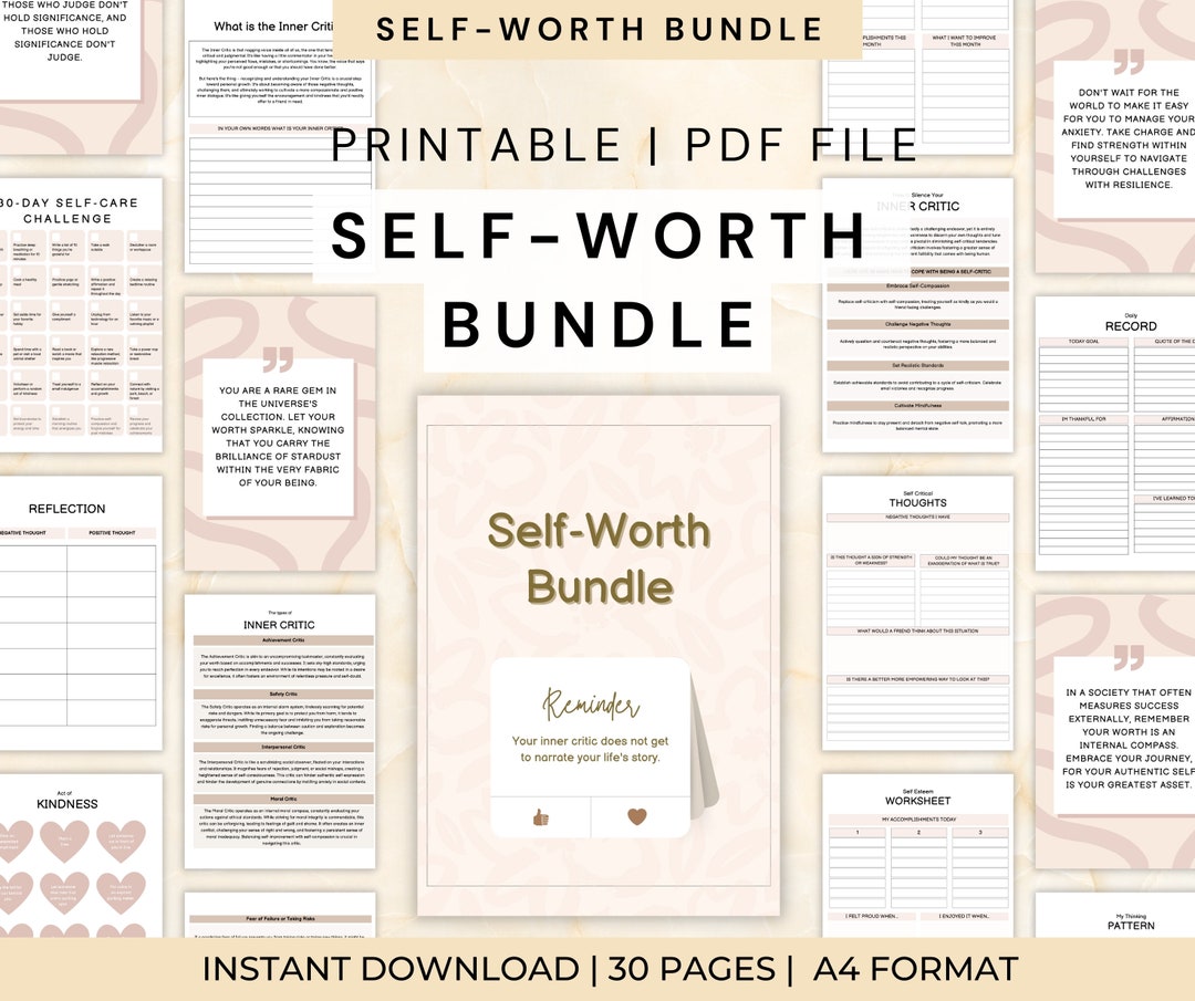 Self Worth Bundle, Self Esteem, Inner Critic, Self Love, Self Sabotage ...