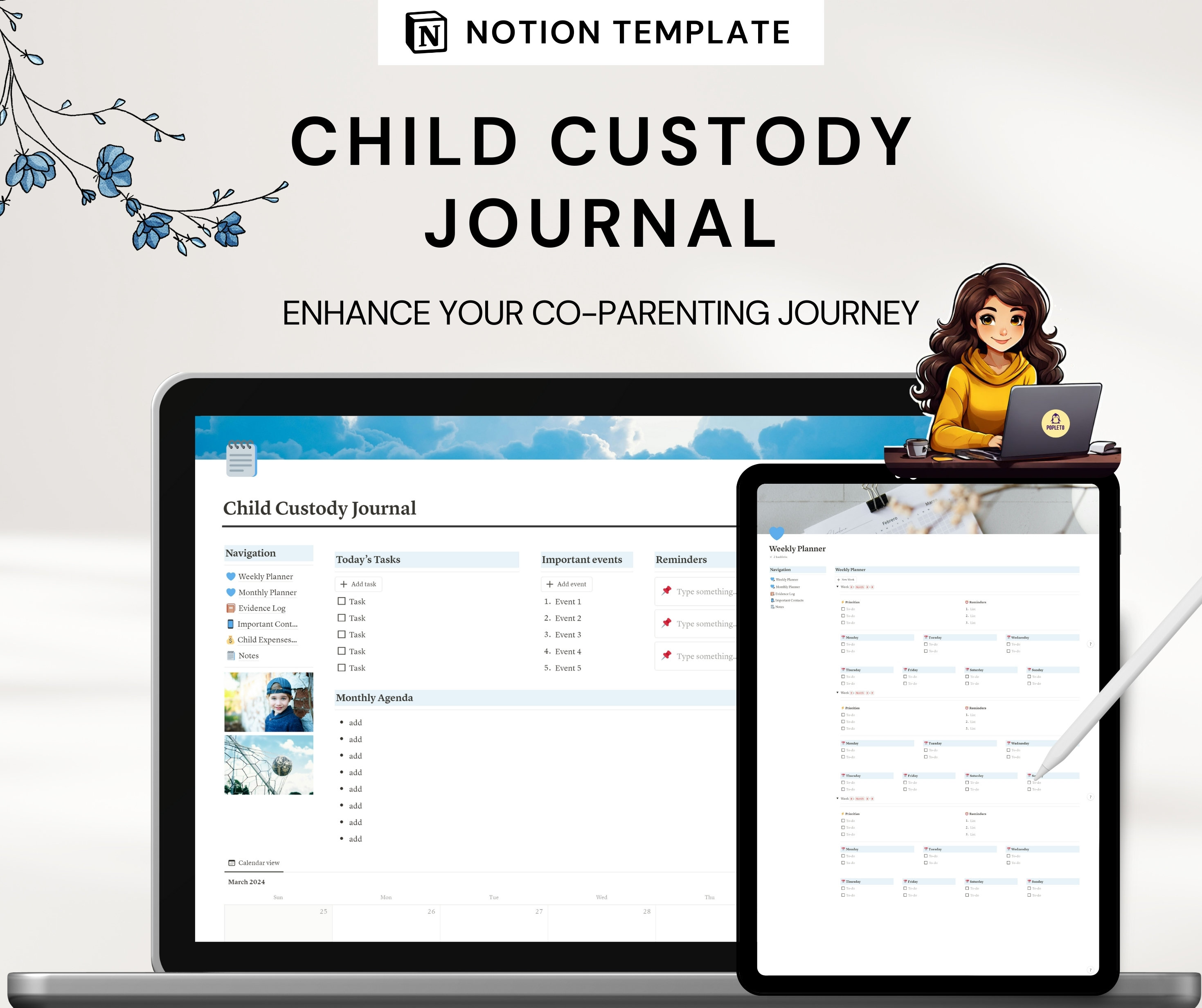 Child Custody Journal Notion Template: Co-parenting Planner (digital ...