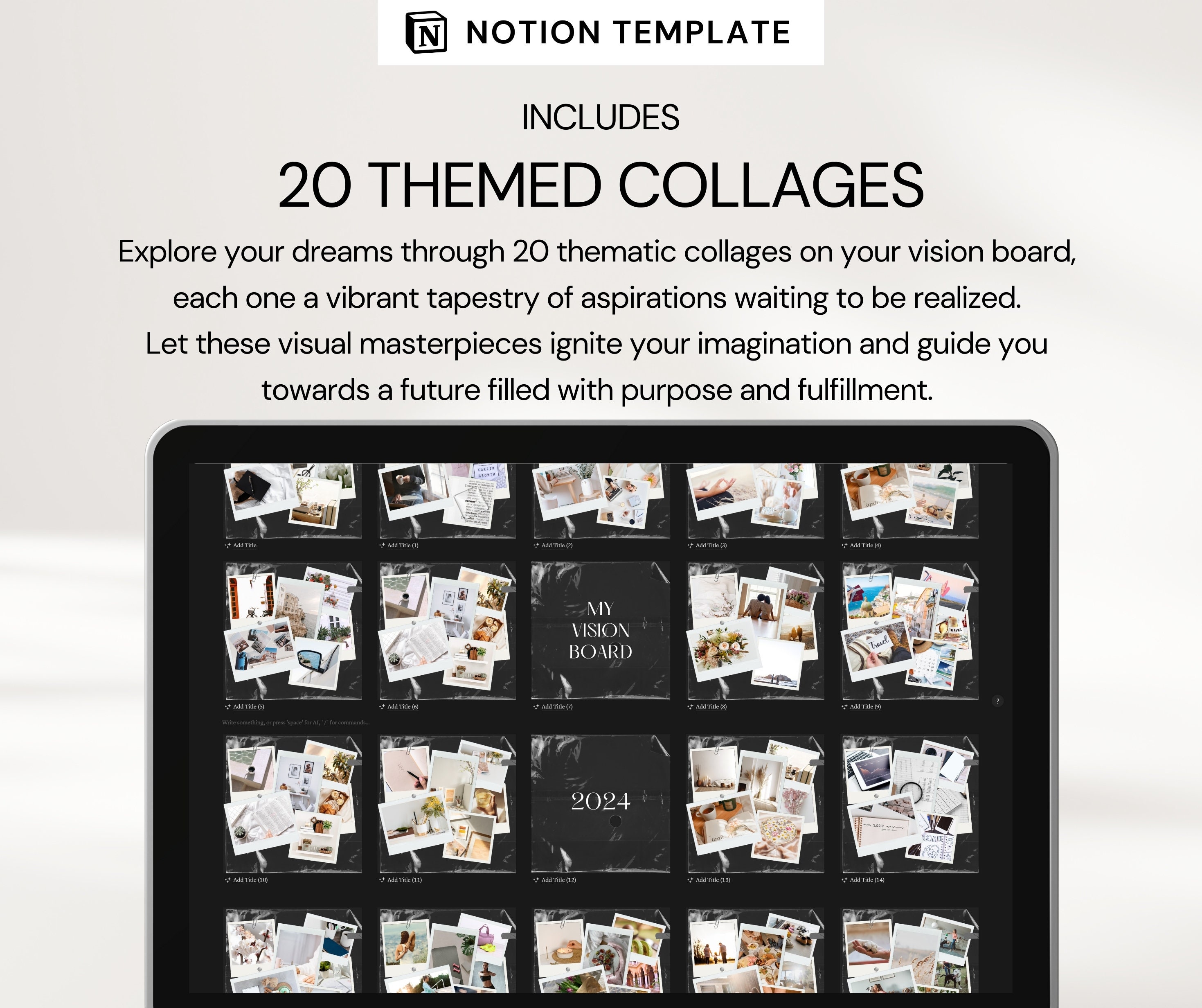 Vision Board Notion Template Dark Mode Personal Goal Setting Organizer ...