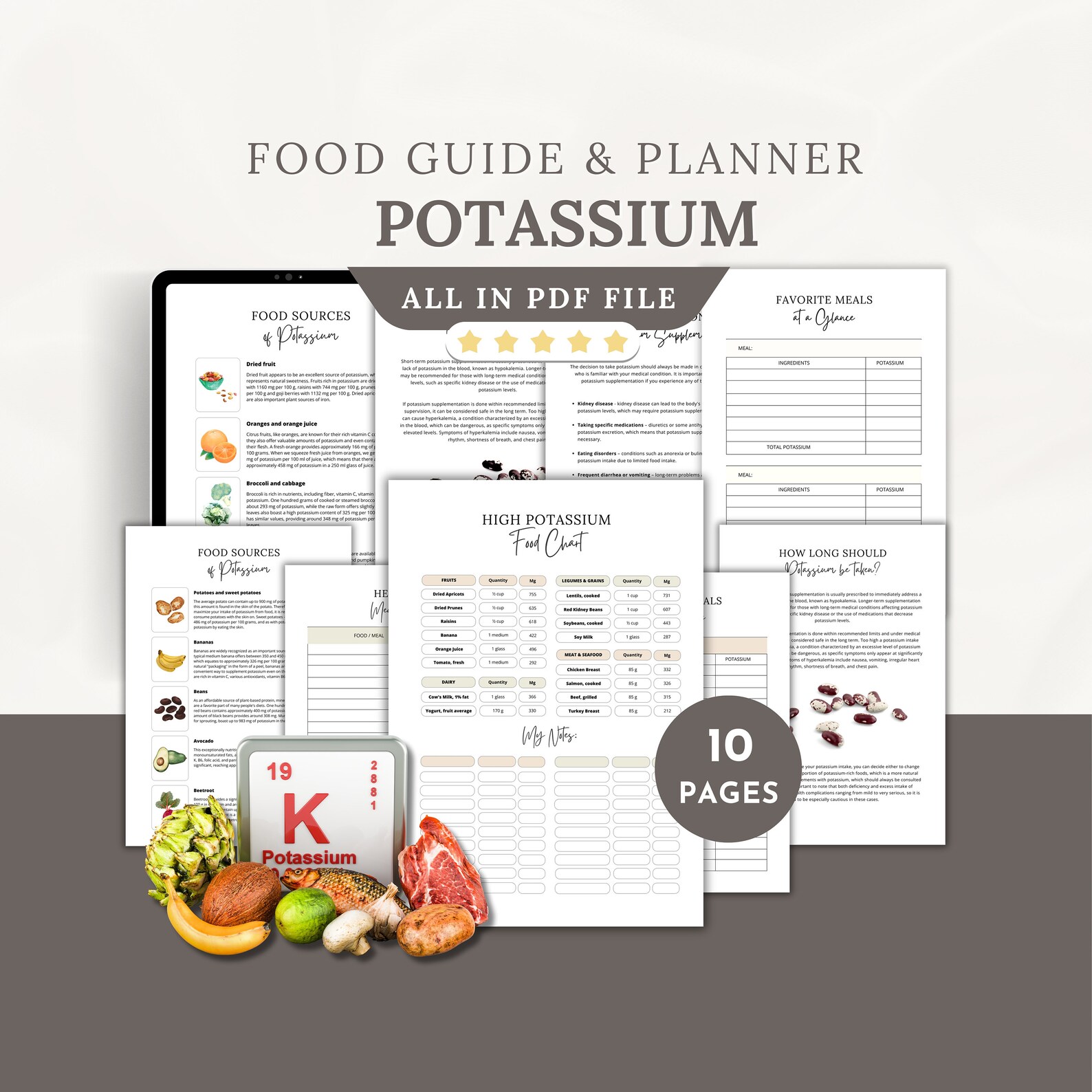 Potassium Diet Food Printable Kidney Disease Renal Diet Potassium Meal ...