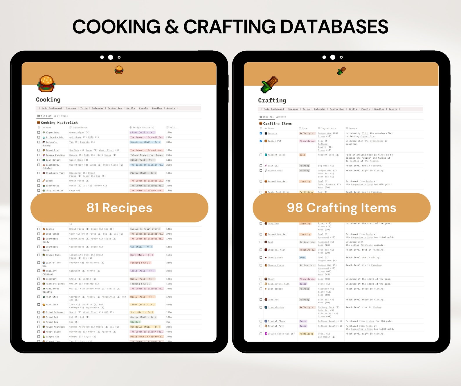 Custom Stardew Valley Notion Planner Bundle With 12 Databases - Etsy