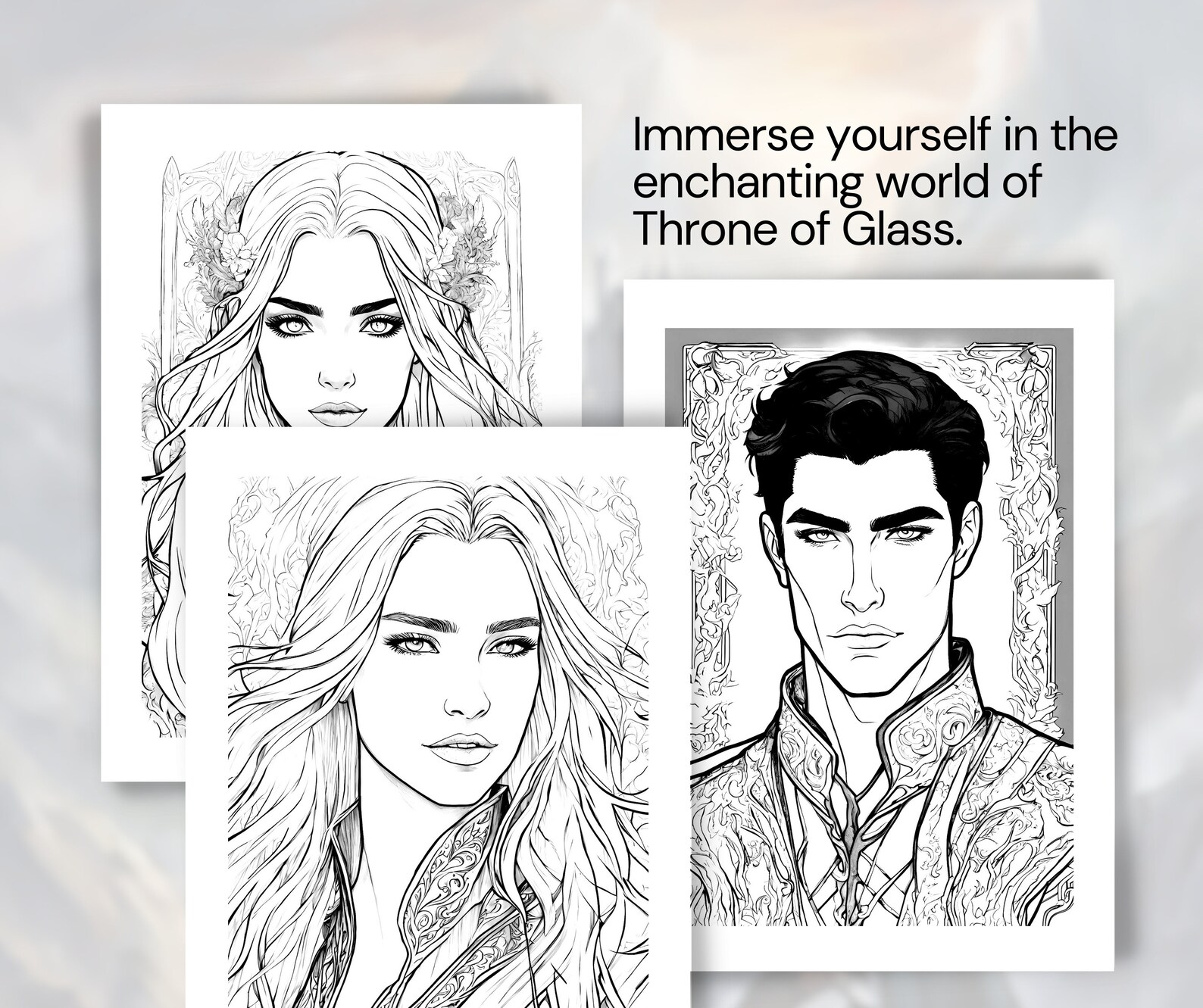 Throne of Glass Coloring Pages: SJM Fan Art (PDF Download) - Etsy