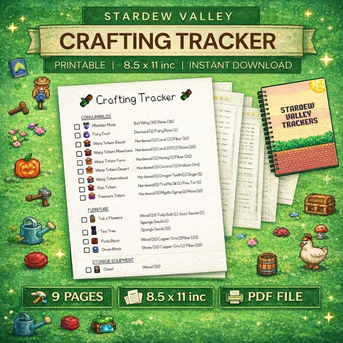 Stardew Valley Progress Tracker | Printable Game Checklist & Planner ...