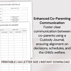 Printable Child Custody Journal: Co-parenting Planner (A4, Digital ...