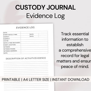 Printable Child Custody Journal: Co-parenting Planner (A4, Digital ...