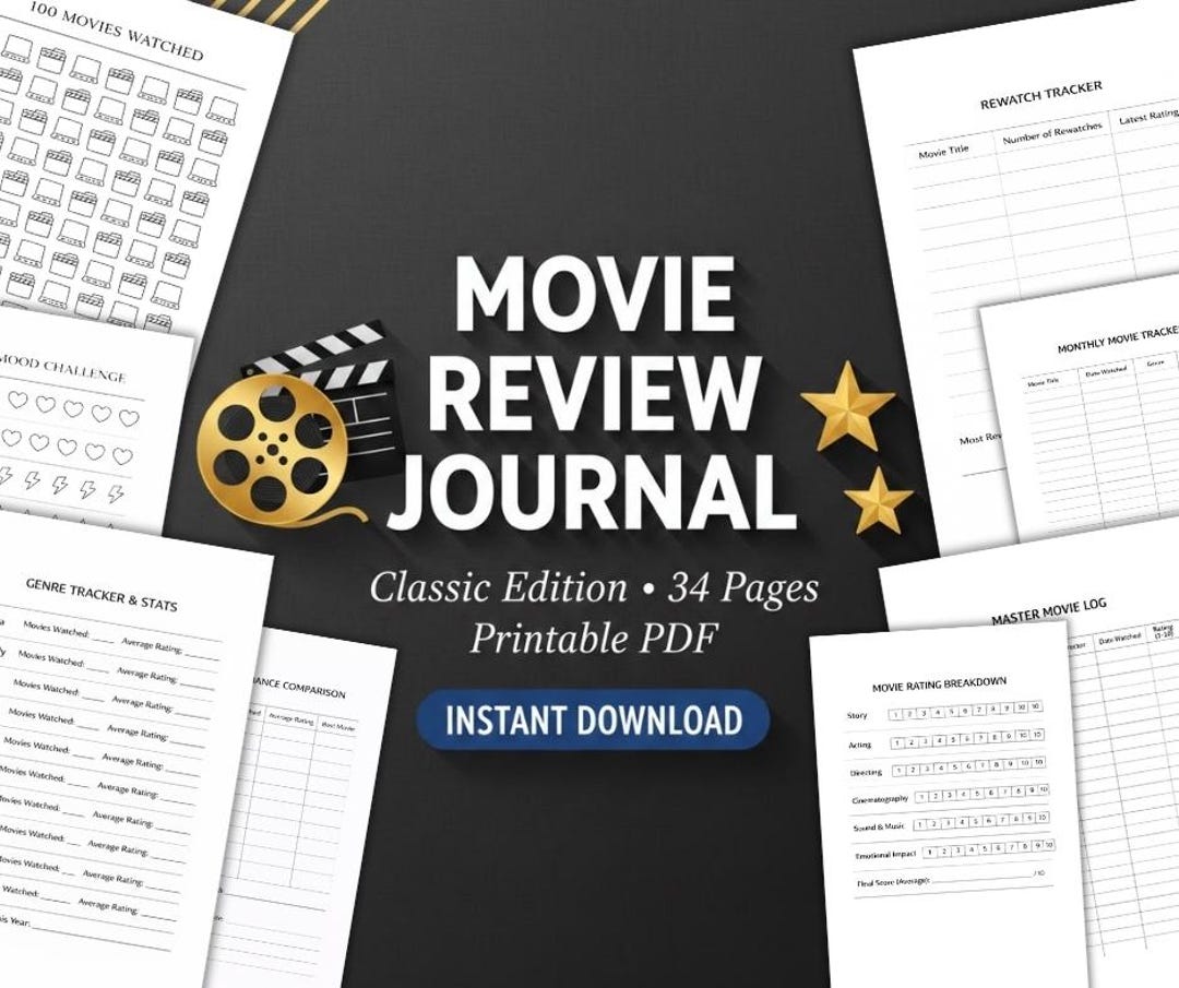 Movie Review Journal | Film Tracker, Cinephile Gift (instant Download ...